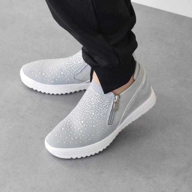 ラウンドアバウト（Round About）/Round About◆3cmヒール◆ラインストーンインヒールスニーカー