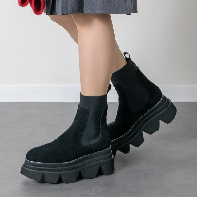 パラディクルール（PARADIS COULEUR）/25秋冬新作◆PARADIS COULEUR◆8．5cmヒール◆ボリュームソールサイドゴアブーツ