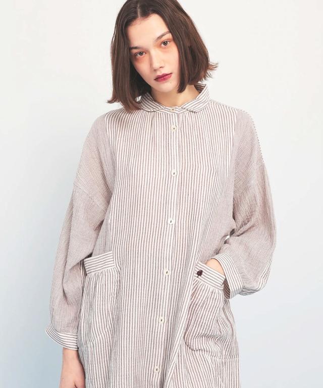 ナルエー（narue）/ルームウェア　 シュークリームガーゼ（R）ストライプワンピース