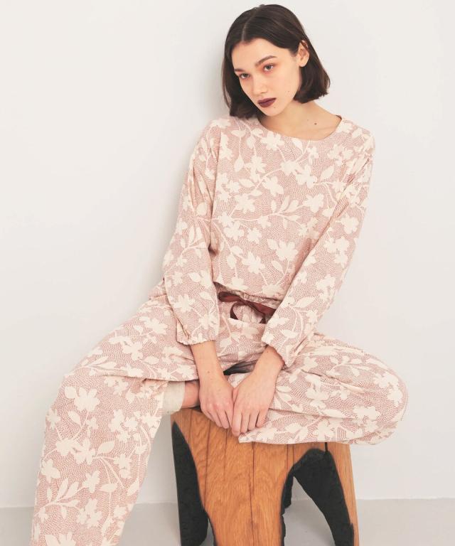 ナルエー（narue）/ルームウェア　 シュークリームガーゼフラワーステッチ