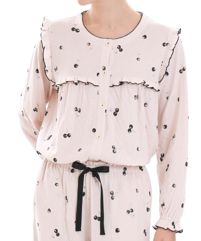 ナルエー（narue）/ ルームウェア　 コットン接結チェリー 　フリルパジャマ