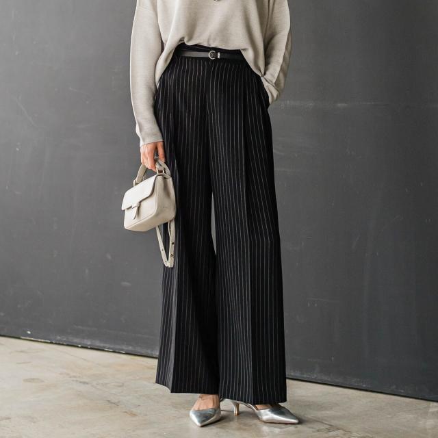 ロートレアモン（LAUTREAMONT）/タックワイドストライプパンツ≪洗濯機で洗える≫