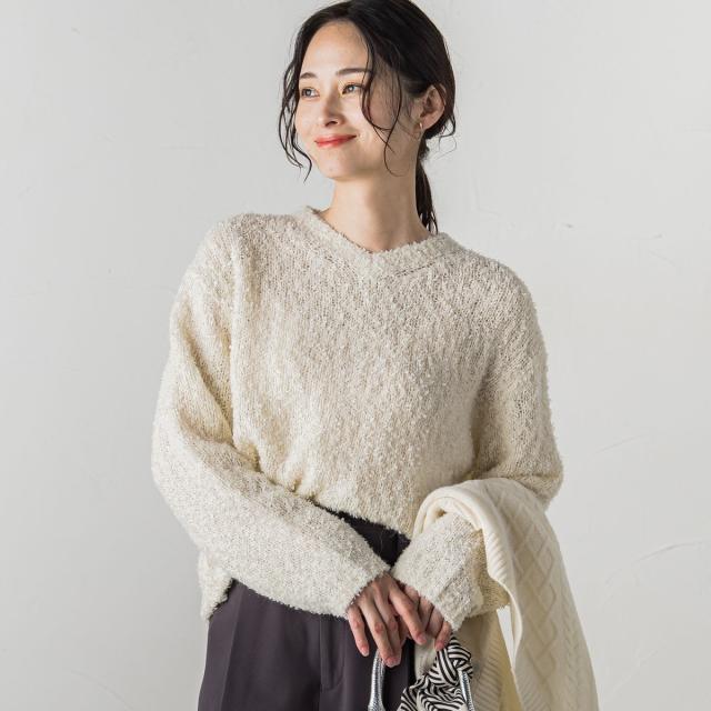 ロートレアモン（LAUTREAMONT）/Vネックラメモールニットプルオーバー≪手洗い可能≫