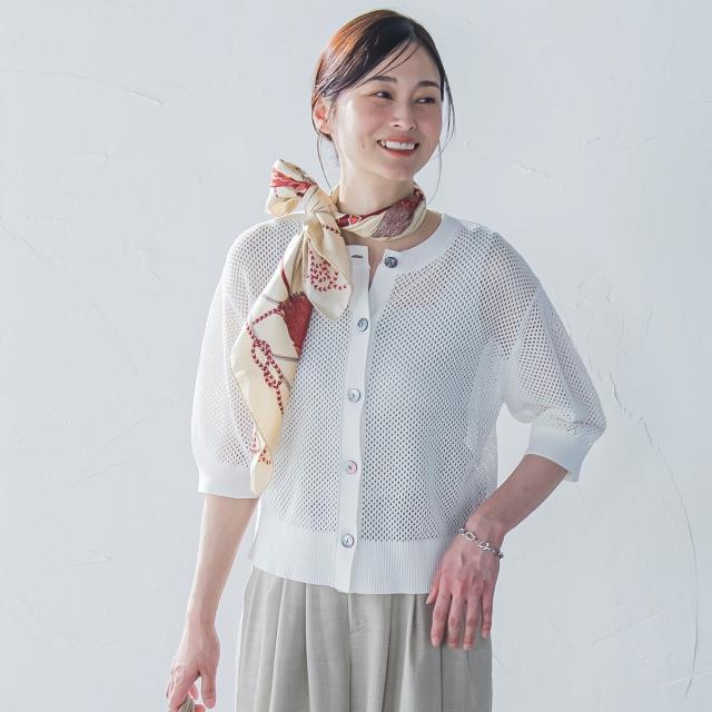 ロートレアモン（LAUTREAMONT）/ドライタッチメッシュ5分袖ニット≪手洗い可能≫