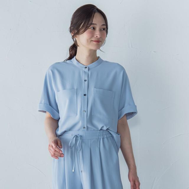 ロートレアモン（LAUTREAMONT）/キレイ×リラックス バンドカラーブラウス≪接触冷感/UV/洗濯機で洗える≫