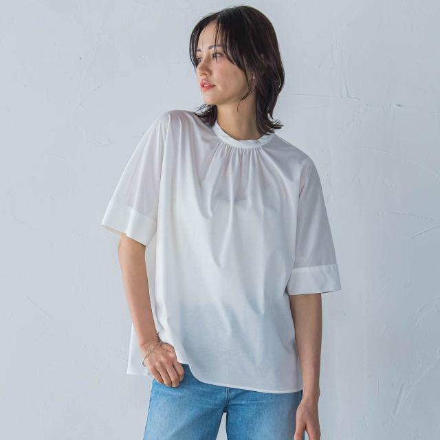 ロートレアモン（LAUTREAMONT）/クールタッチギャザーネックカットソー≪洗濯機で洗える≫