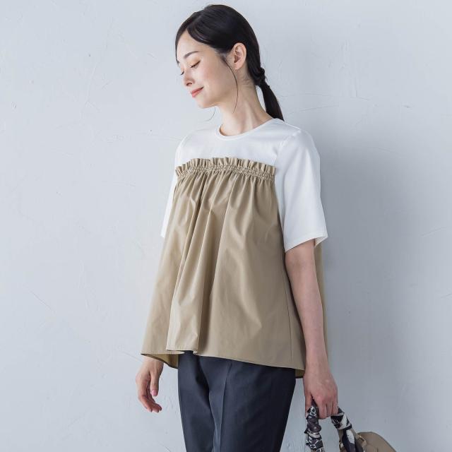 ロートレアモン（LAUTREAMONT）/【晴れ軽】撥水UVドッキングカットソー≪UV/接触冷感/撥水性/洗濯機で洗える≫