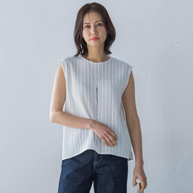 ロートレアモン（LAUTREAMONT）/綿麻ラッセルノースリーブカットソー≪手洗い可能≫