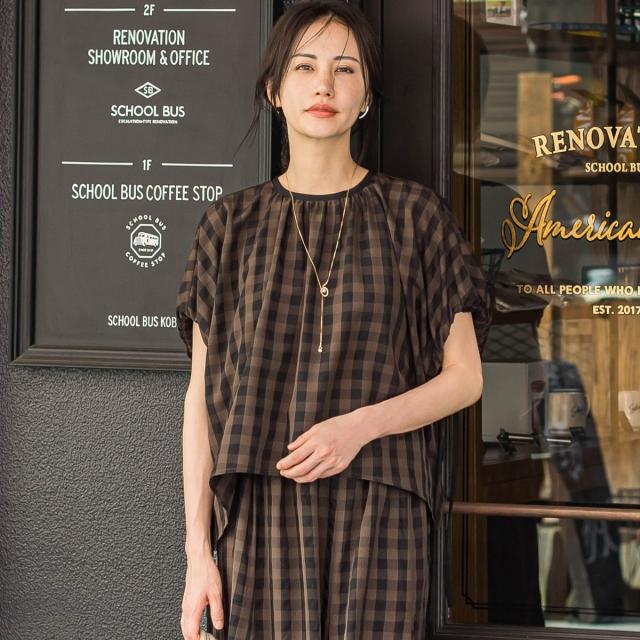 ロートレアモン（LAUTREAMONT）/ギンガムチェック ブラウス≪セットアップ対応/手洗い可能≫