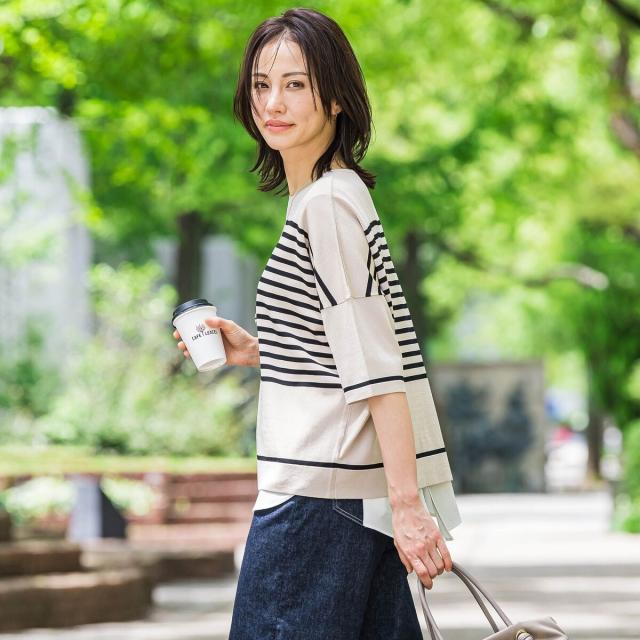 ロートレアモン（LAUTREAMONT）/バックボタン5分袖ニット≪手洗い可能≫