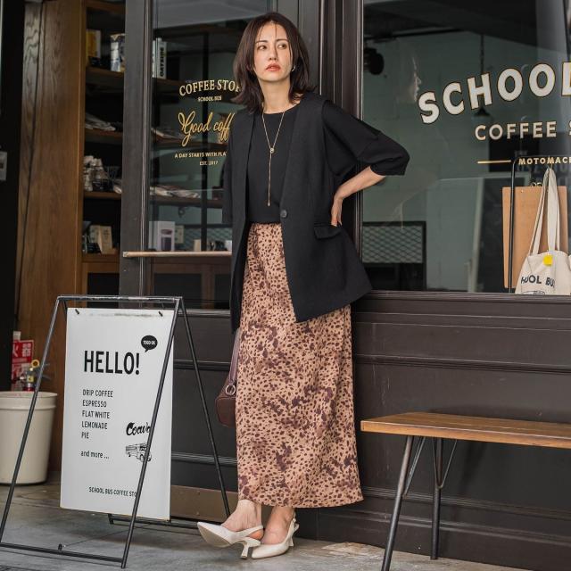 ロートレアモン（LAUTREAMONT）/レオパードプリントスカート≪洗濯機で洗える≫