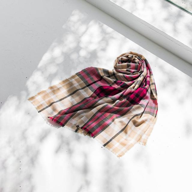 ロートレアモン（LAUTREAMONT）/シルケットウールラメチェックストール