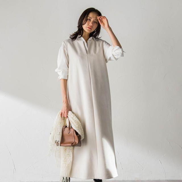 【NEW】ロートレアモン（LAUTREAMONT）/【WEB限定】フェイクスエードワンピース≪洗える≫