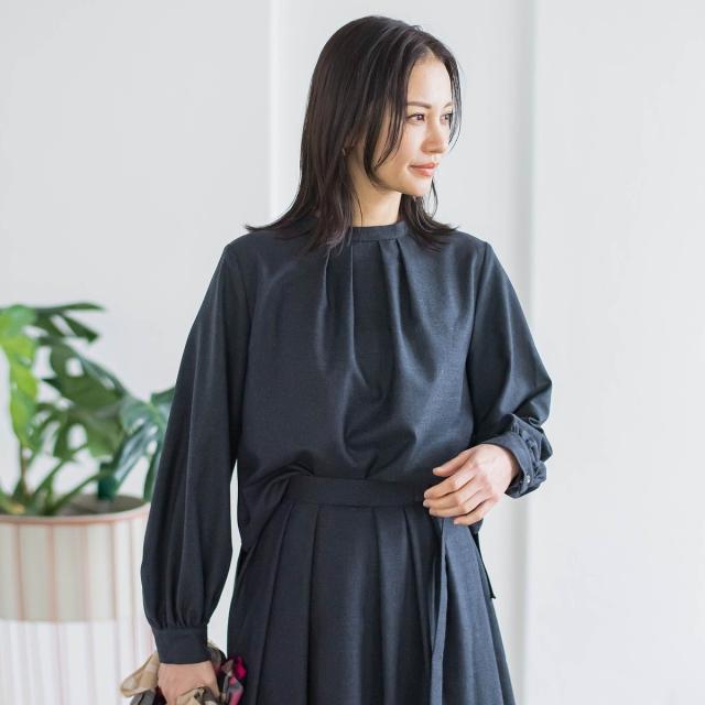 【NEW】ロートレアモン（LAUTREAMONT）/ウールブレンドストレッチブラウス≪セットアップ対応/手洗い可能≫