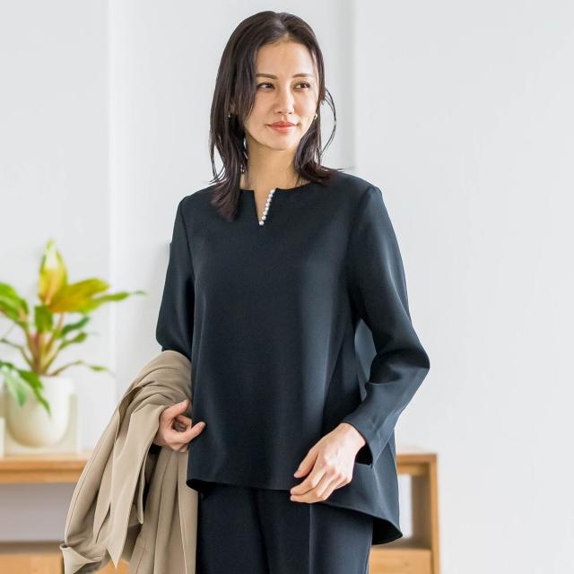 【NEW】ロートレアモン（LAUTREAMONT）/トリクシオンキーネックブラウス≪セットアップ対応/手洗い可能≫