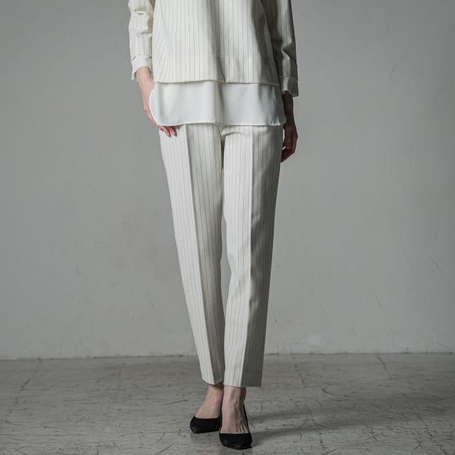 ラエフ（la．f．．．）/【セットアップ可/洗濯機で洗える】ソフティナ2WAYストレッチピンストライプテーパードパンツ