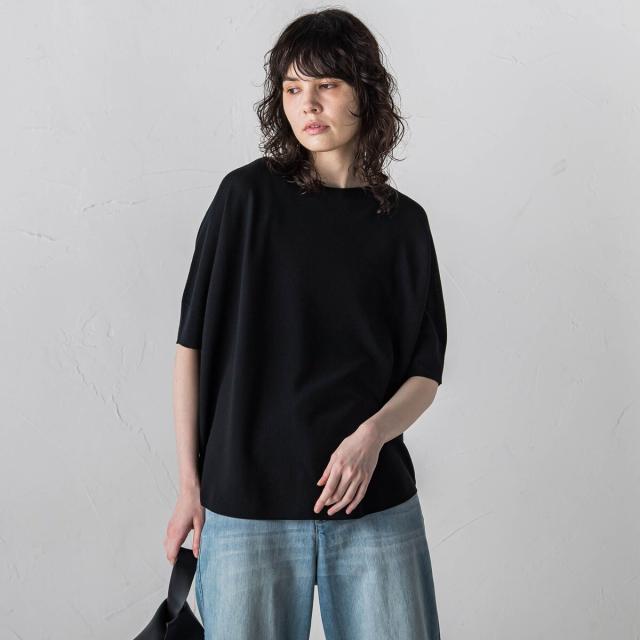 ラエフ（la．f．．．）/ドルマンスリーブ半袖ニット≪手洗い可能/吸放湿性≫