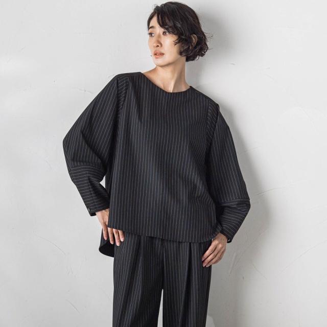 ラエフ（la．f．．．）/ピンストライプブラウス≪洗濯機で洗える/防シワ/セットアップ対応≫