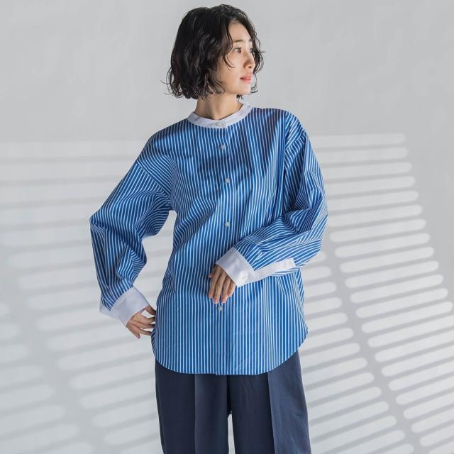 ラエフ（la．f．．．）/バンドカラーシャツ≪洗濯機で洗える≫