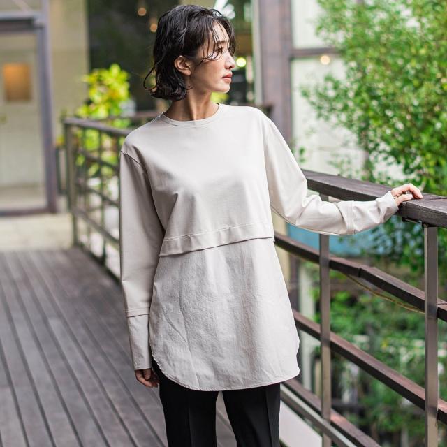 ラエフ（la．f．．．）/【biyori】”どんな着こなしもシャレ見え”ドッキングカットソー≪洗濯機で洗える≫