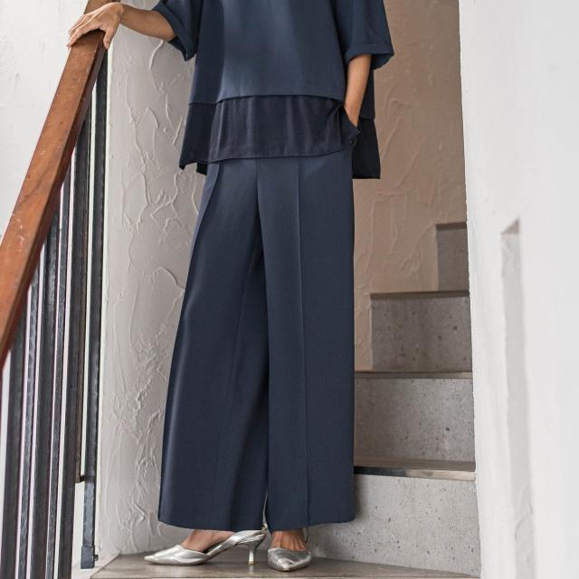 ラエフ（la．f．．．）/【旅楽シリーズ】”シワレス”ワイドパンツ≪洗濯機で洗える≫