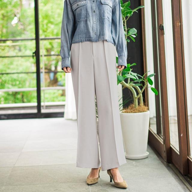 ラエフ（la．f．．．）/【旅楽シリーズ】”シワレス”ワイドパンツ≪洗濯機で洗える≫