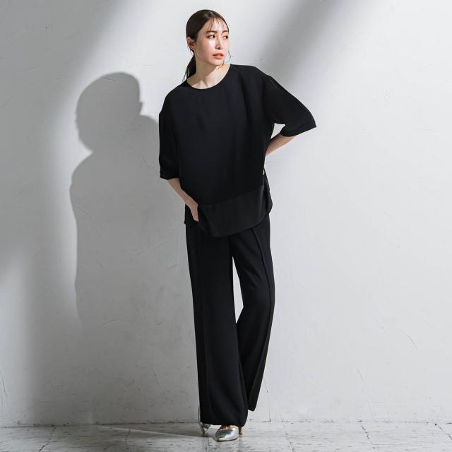 ラエフ（la．f．．．）/【旅楽シリーズ】”シワレス”ワイドパンツ≪洗濯機で洗える≫