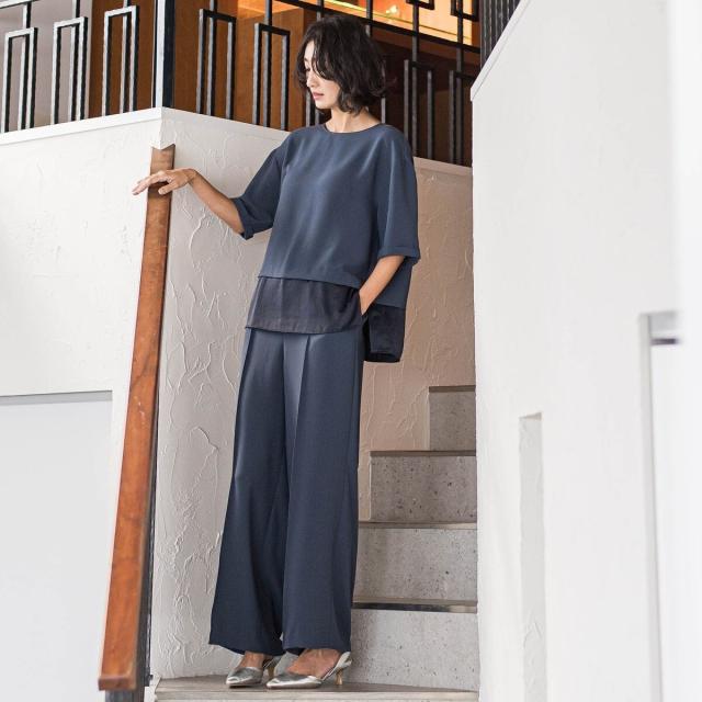 ラエフ（la．f．．．）/【旅楽シリーズ】”シワレス”ワイドパンツ≪洗濯機で洗える≫