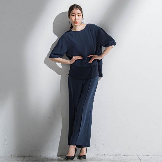 ラエフ（la．f．．．）/【旅楽シリーズ】”シワレス”ワイドパンツ≪洗濯機で洗える≫