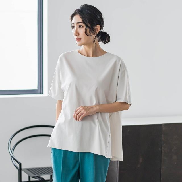 ラエフ（la．f．．．）/バックフレアカットソー≪洗濯機で洗える≫