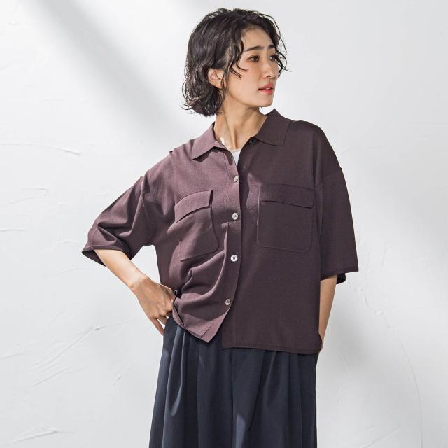 ラエフ（la．f．．．）/ポケット付き襟ニット≪手洗い可能≫