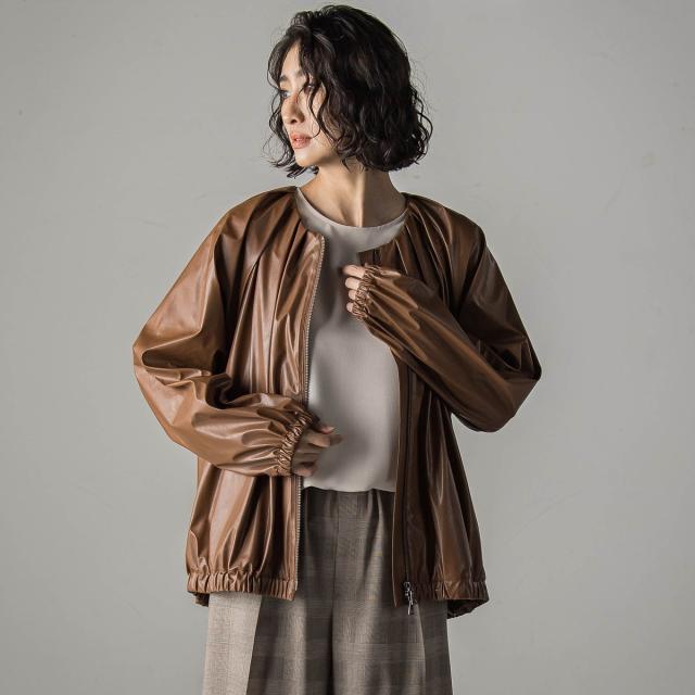 ラエフ（la．f．．．）/フェイクレザーブルゾン≪手洗い可能≫