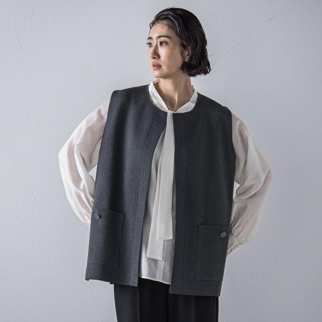 ラエフ（la．f．．．）/”後姿もこなれ感”スポンディッシュニットジレ≪手洗い可能≫