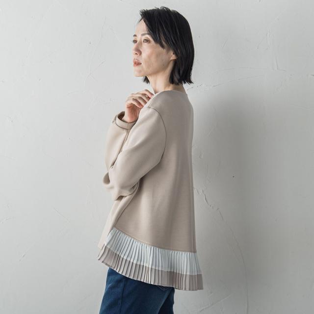 ラエフ（la．f．．．）/【biyori】ライトダンボールプリーツ切り替えカットソー≪洗濯機で洗える≫