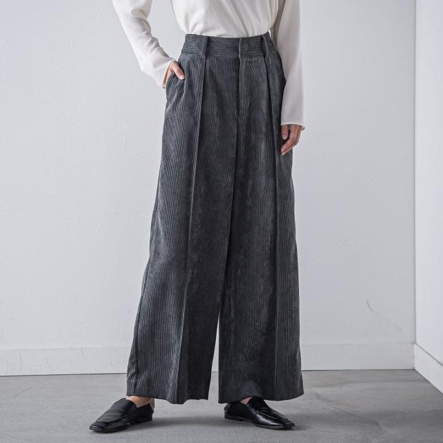 ラエフ（la．f．．．）/コーデュロイワイドパンツ≪洗濯機で洗える≫