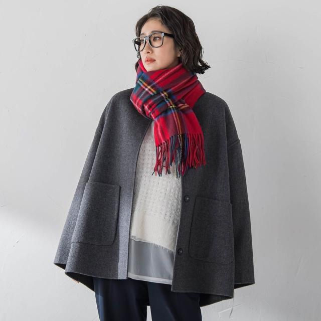 ラエフ（la．f．．．）/”軽さと贅沢なぬくもり”ノーカラーリバーコート