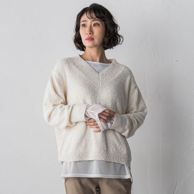 ラエフ（la．f．．．）/ツヤモールVネックニット