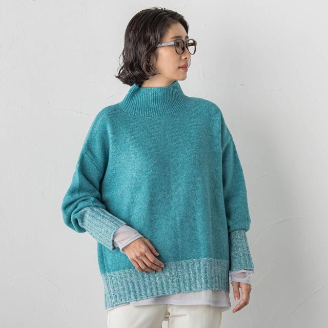 【NEW】ラエフ（la．f．．．）/【WEB限定】”ふんわり配色の”もっちりハイネックニット