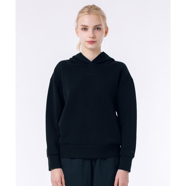 ラコステ（LACOSTE）/ブランドネームロゴステッチ クロップド丈 ダブルフェイススウェットフーディー / スウェットパーカー