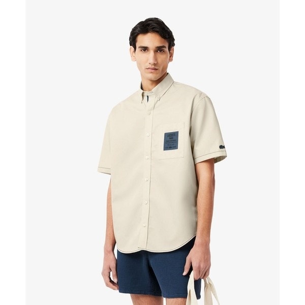 ラコステ（LACOSTE）/シルクブレンドネームパッチボタンダウンシャツ