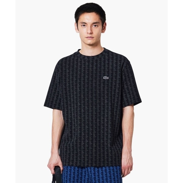 ラコステ（LACOSTE）/インディゴ鹿の子地 モノグラム半袖Tシャツ