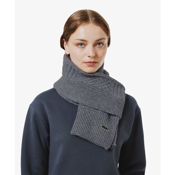 ラコステ（LACOSTE）/アラン柄ブレンドウールニットマフラー