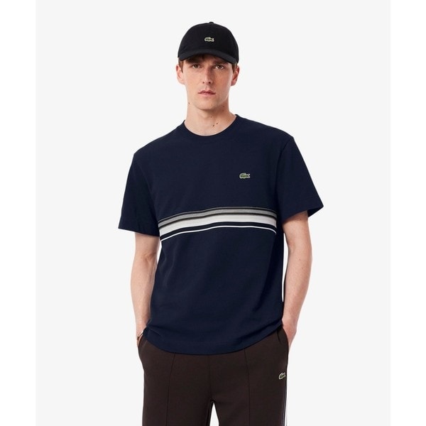 ラコステ（LACOSTE）/フロントボーダーフレンチメイド鹿の子Tシャツ