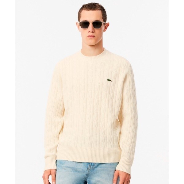 ラコステ（LACOSTE）/ミドルゲージ ウールケーブルニット