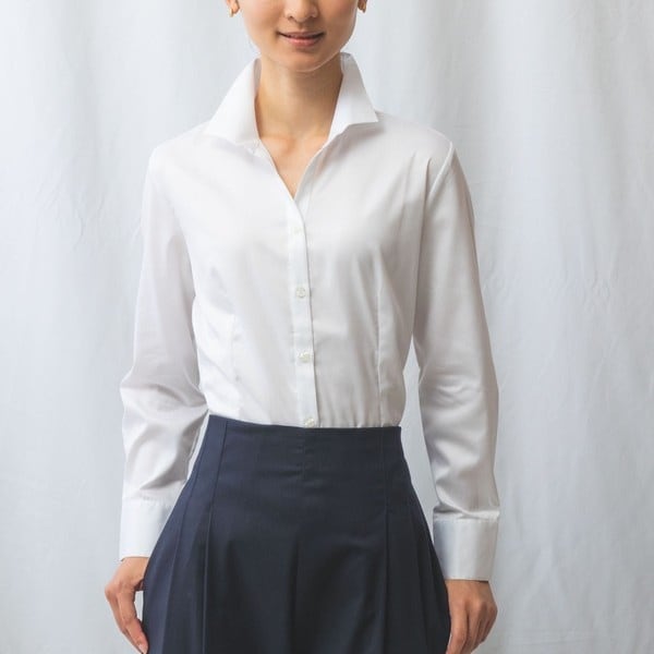 ナラカミーチェ（NARACAMICIE）/コットンシャンブレースタンドカラー長袖ブラウス