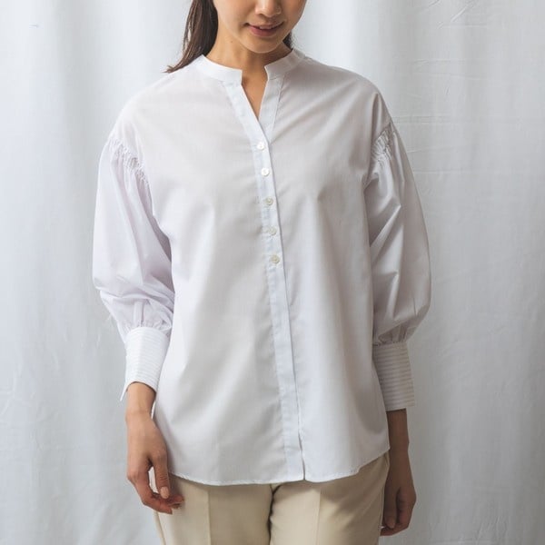 ナラカミーチェ（NARACAMICIE）/ギャザースリーブタックカフスシャツ