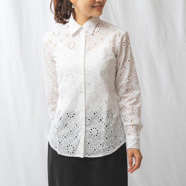 【NEW】ナラカミーチェ/フラワーレース長袖シャツ