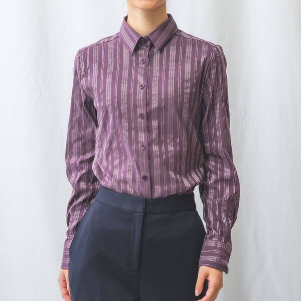 ナラカミーチェ（NARACAMICIE）/ダークカラーストライプ長袖シャツ