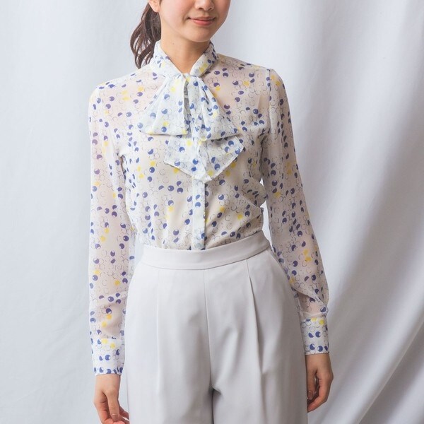 ナラカミーチェ（NARACAMICIE）/バブルドットシフォンスタンドボウタイブラウス