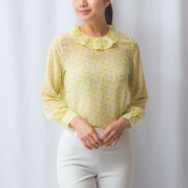 ナラカミーチェ（NARACAMICIE）/【NARACAMICIE】幾何プリントフリルラウンドカラーブラウス